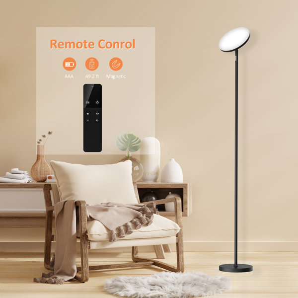 Orren Ellis Voleta 70" LED Torchiere Floor Lamp With Remote Control ...