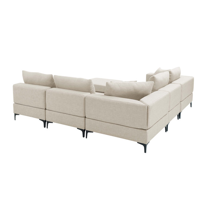 Wade Logan® 6 - Piece Upholstered Sectional & Reviews | Wayfair