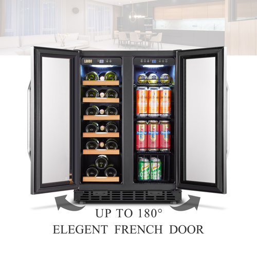 Lanbo Freestanding Refrigeration 23.4'' width 18 Bottle and 55 Can Dual ...