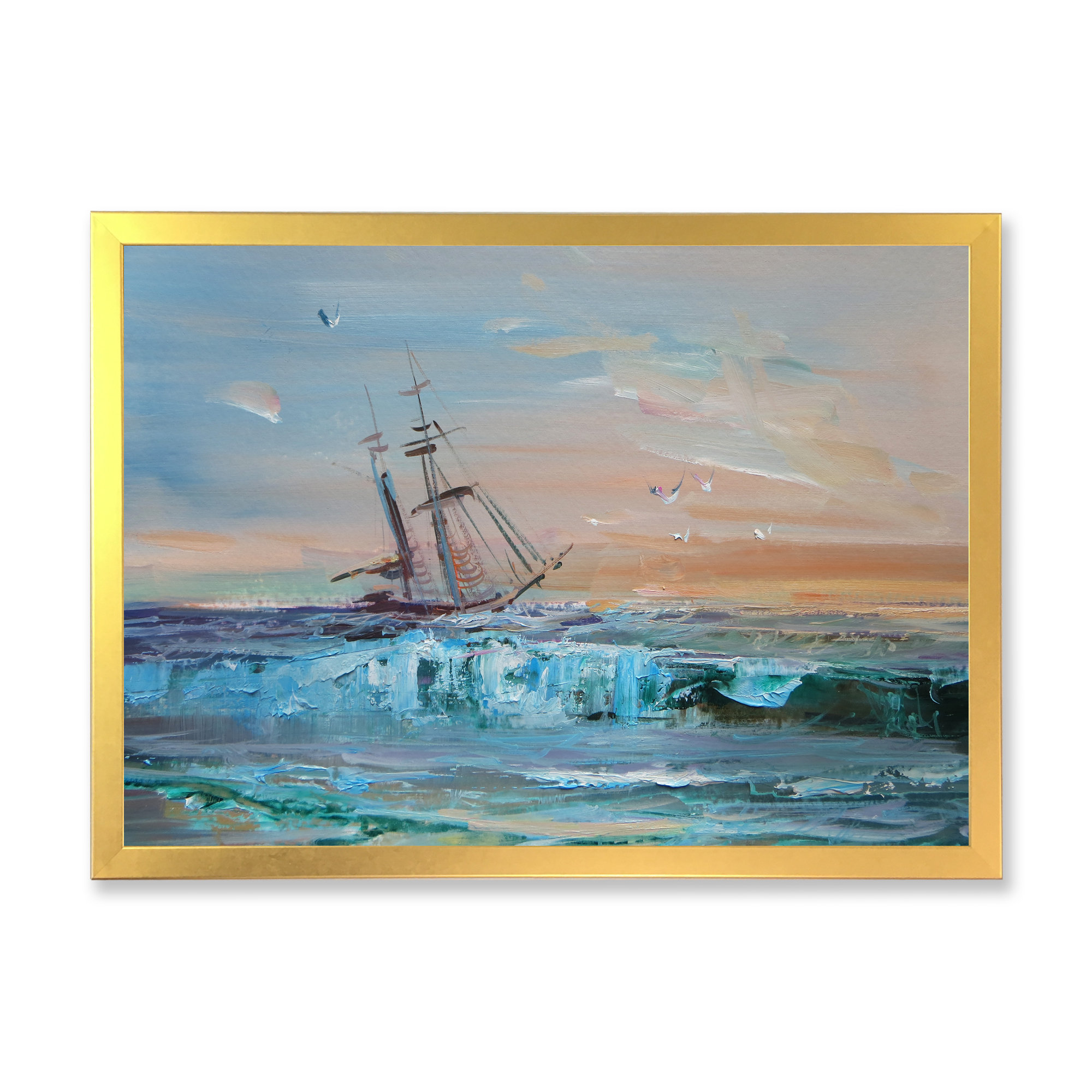 Breakwater Bay Old Colonial Sailboat In Storm Old Colonial Sailboat In ...