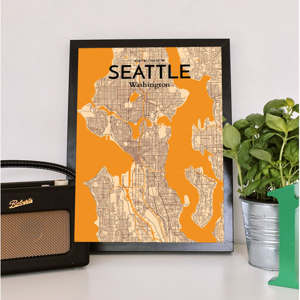 Wrought Studio Seattle City Map - Graphic Art | Wayfair