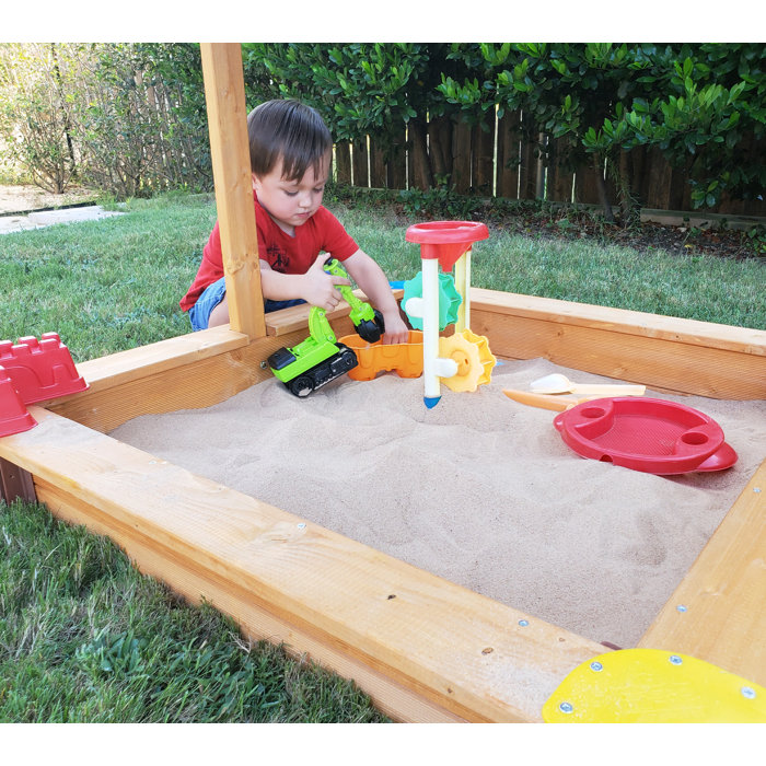 Exaco Felix 3 ft. Square Sandbox with Cover & Reviews | Wayfair