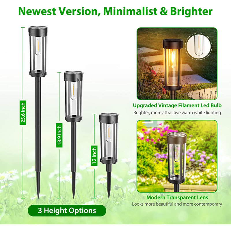 LETMY Black Low Voltage Solar Powered Integrated LED Pathway Light Pack ...