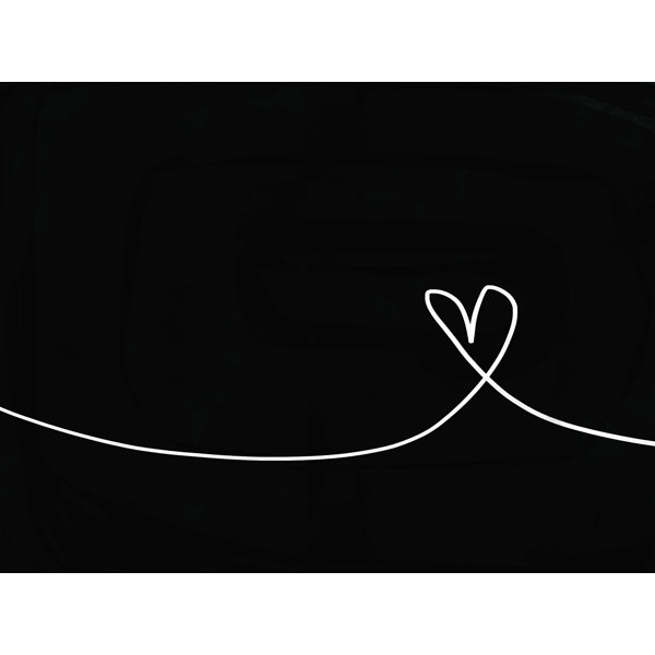 Orren Ellis White Line Heart - Wrapped Canvas Print | Wayfair