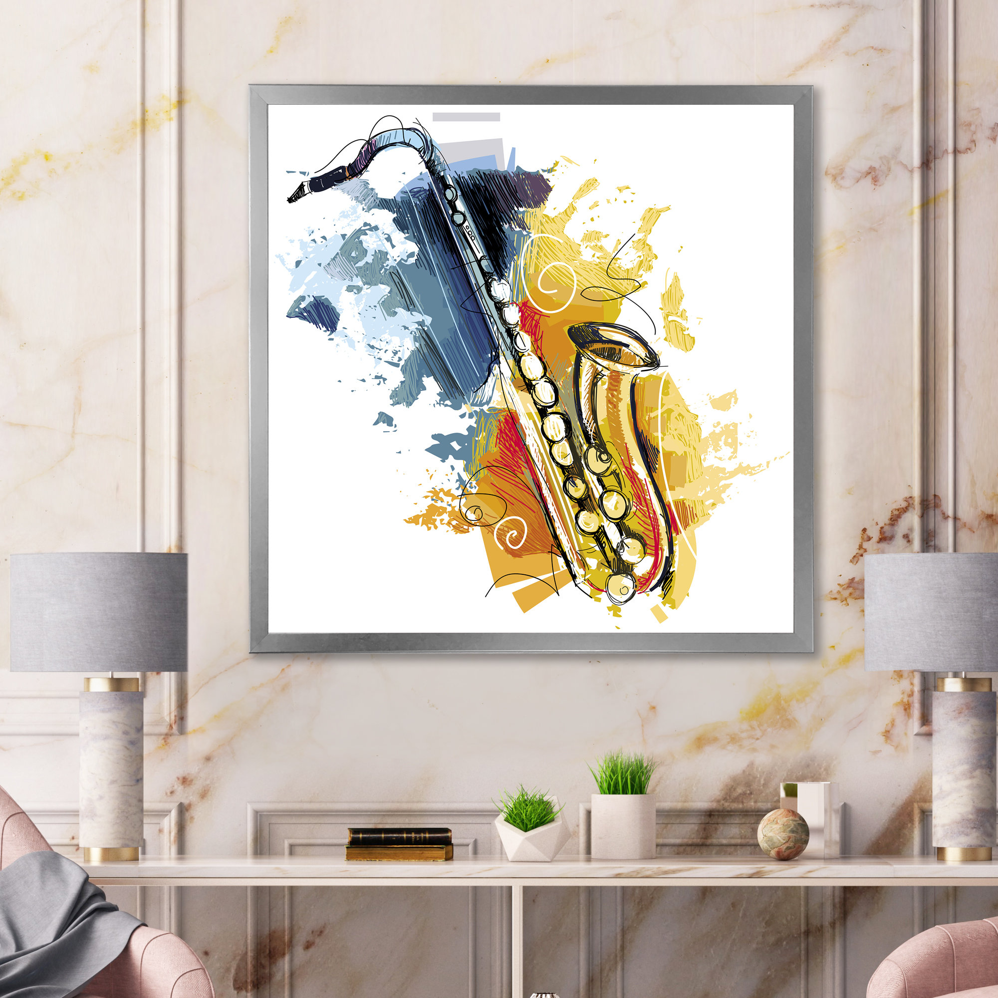 Winston Porter Music Saxophone Abstract Design Music Saxophone Framed ...