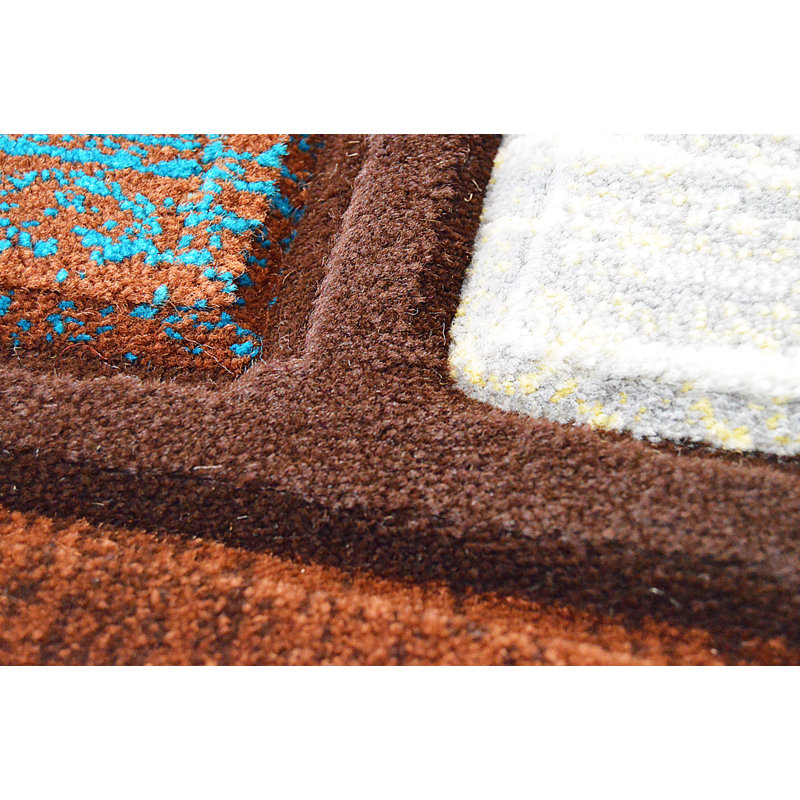 Ivy Bronx Mccampbell Performance Blue/Brown/Ivory Rug & Reviews | Wayfair