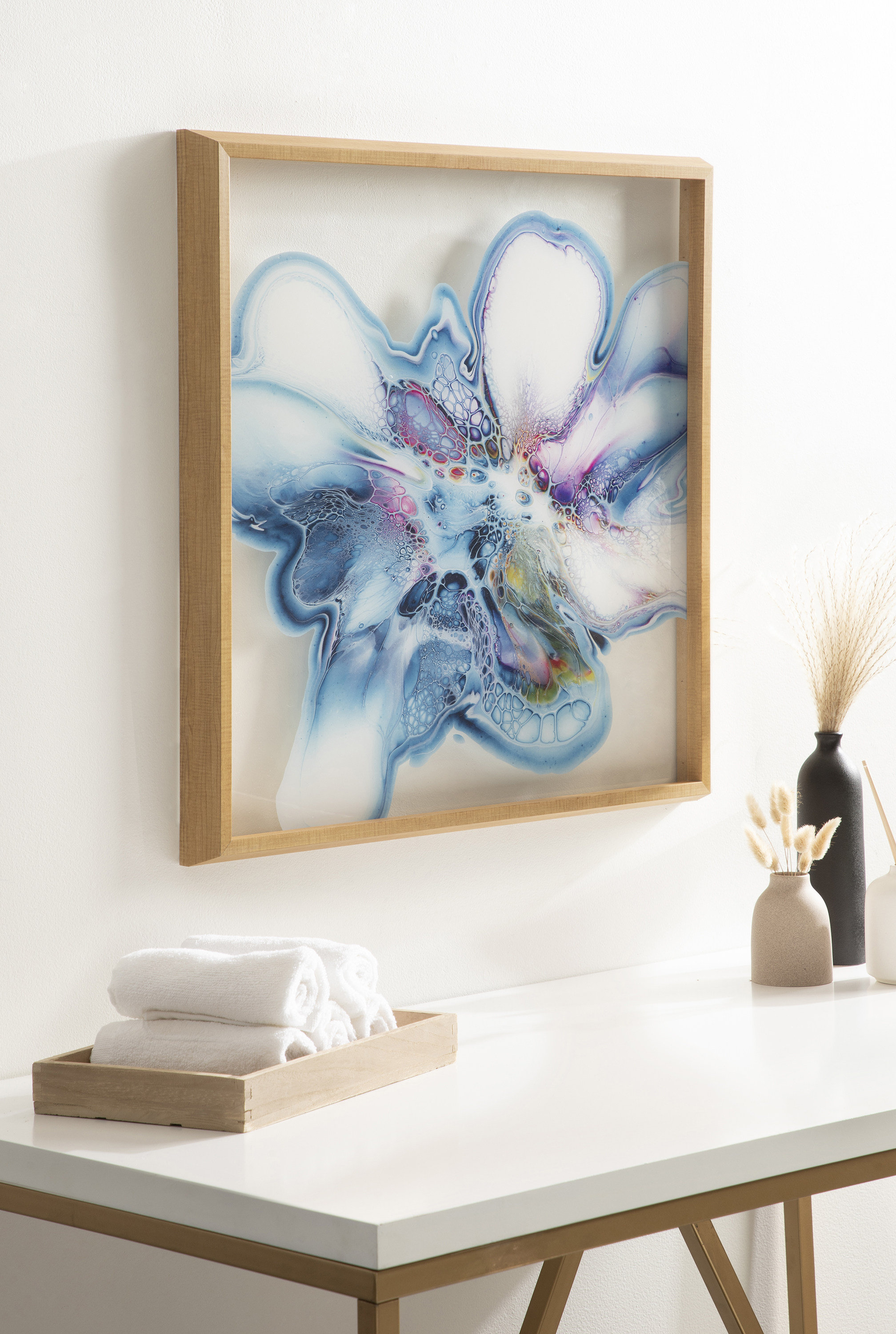 Kate and Laurel Blake Bright Colorful Abstract Flower - Floater Frame ...