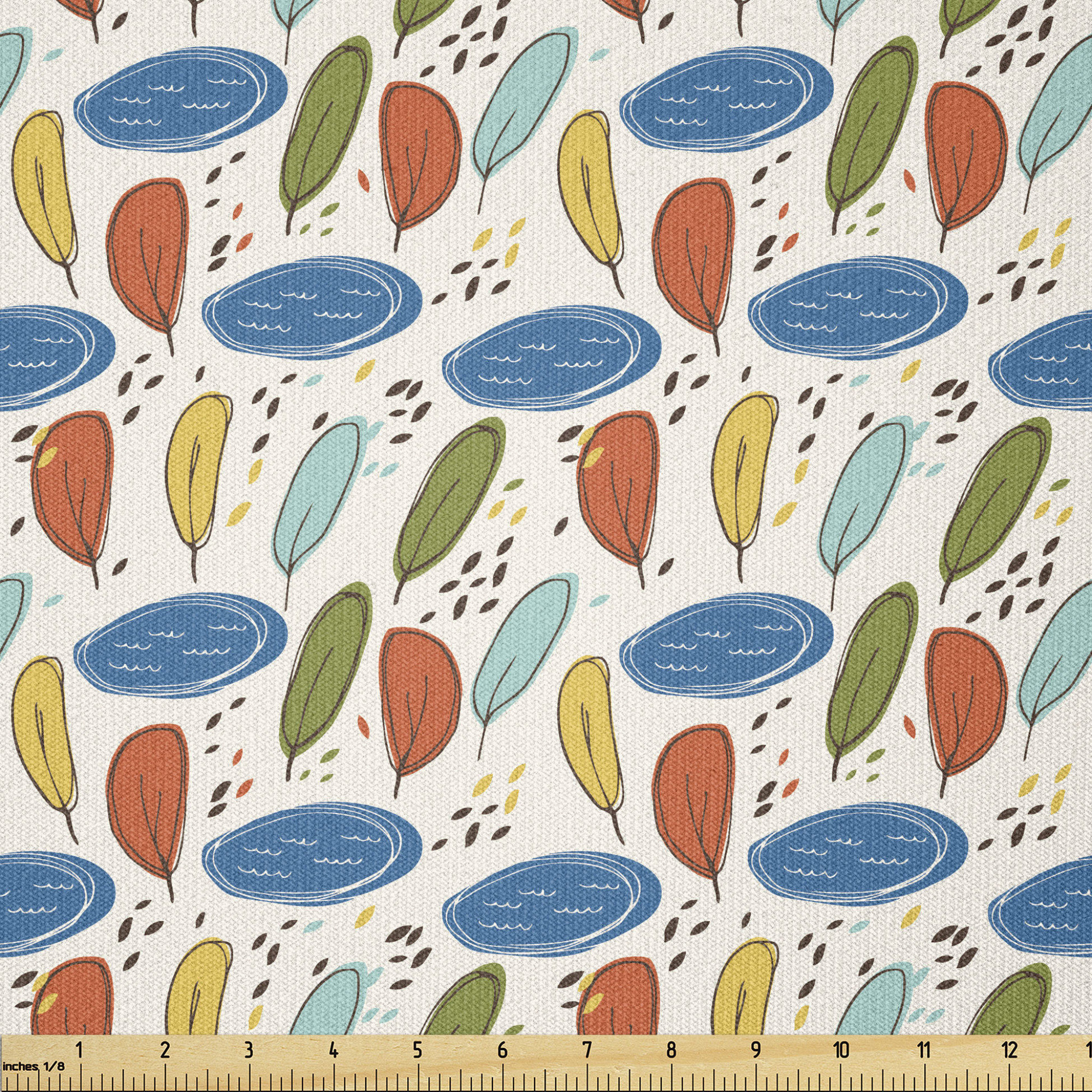 East Urban Home Scandinavian Fabric By The Yard, Cartoon Style Foliage ...