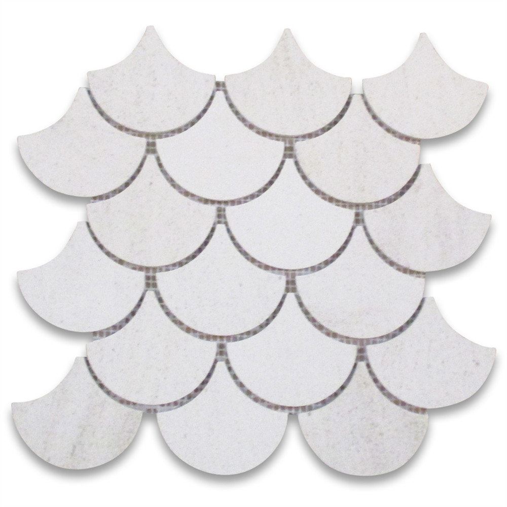Marble Online Moleanos 9" x 10" Marble Fish Scale Mosaic Wall & Floor ...