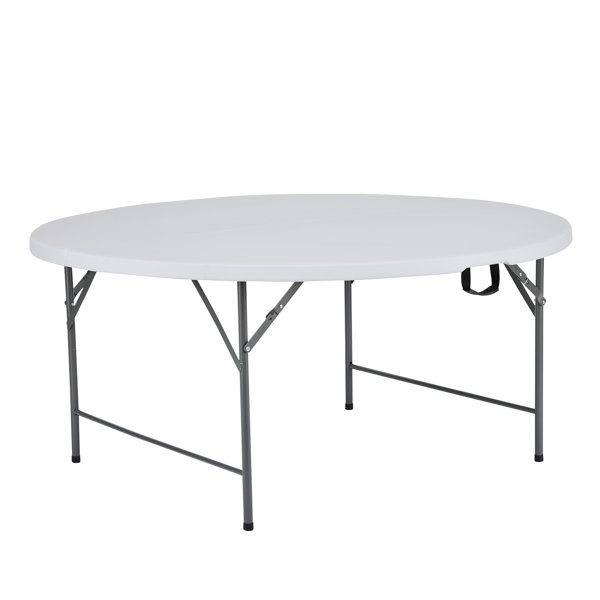Naomi Home Round Bi-Fold Resin Table with Carrying Handle 5 ft Card ...