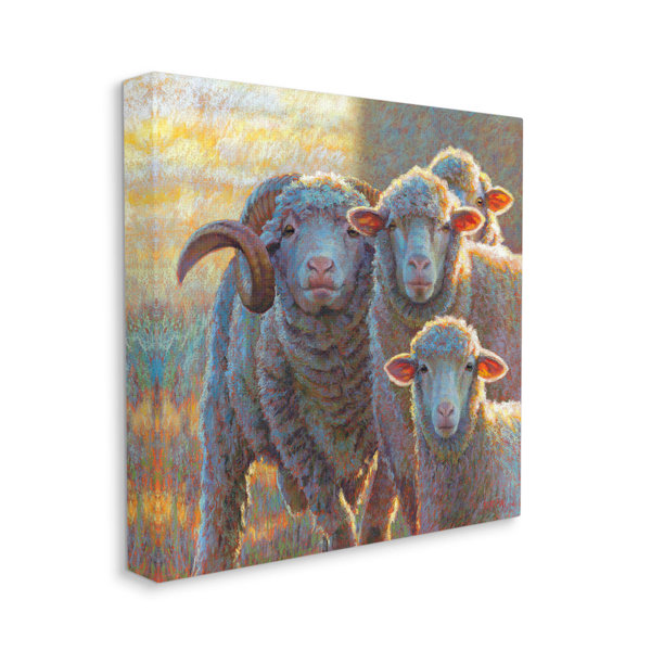 Winston Porter Sunlit Sheep Family Farm Animals by - Wrapped Canvas ...