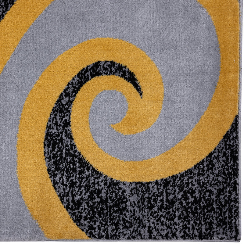 Ebern Designs Laurence Performance Yellow/Black/Gray Rug & Reviews ...