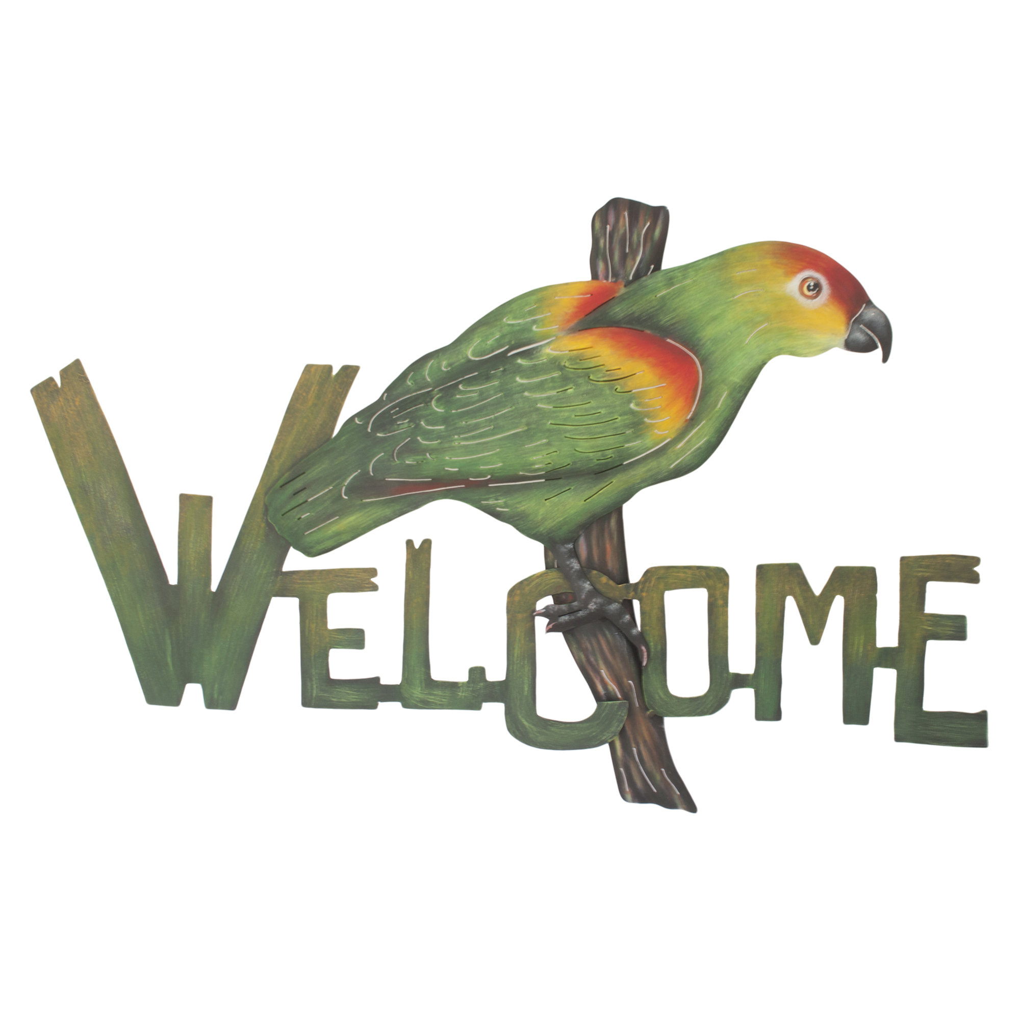 Bay Isle Home Perky Parrot Welcome Sign Wall Décor | Wayfair