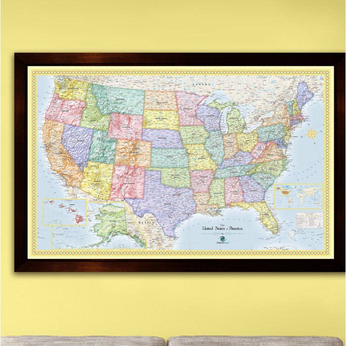 Home Magnetics Framed Magnetic Travel USA Map & Reviews | Wayfair