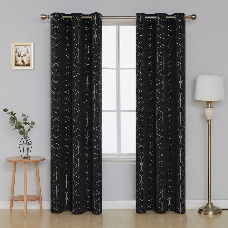 Deconovo Silver Diamond Pattern Curtain Pair | Wayfair