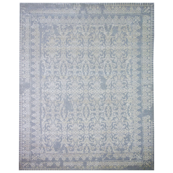 Bokara Rug Co., Inc. Handmade Hand-Knotted Silver/Blue Rug | Wayfair
