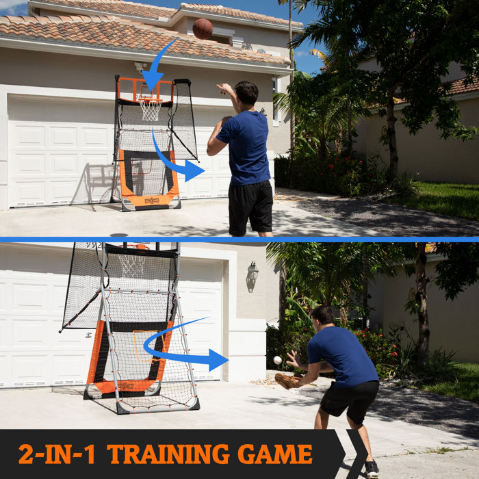 Hall Of Games Outdoor 2-in-1 Basketball And Baseball Pitchback Training ...