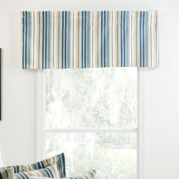 Breakwater Bay Marcourt Striped Cotton Tailored 60'' W Window Valance ...
