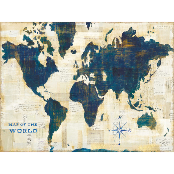 Williston Forge World Map Collage by Sue Schlabach - Wrapped Canvas ...