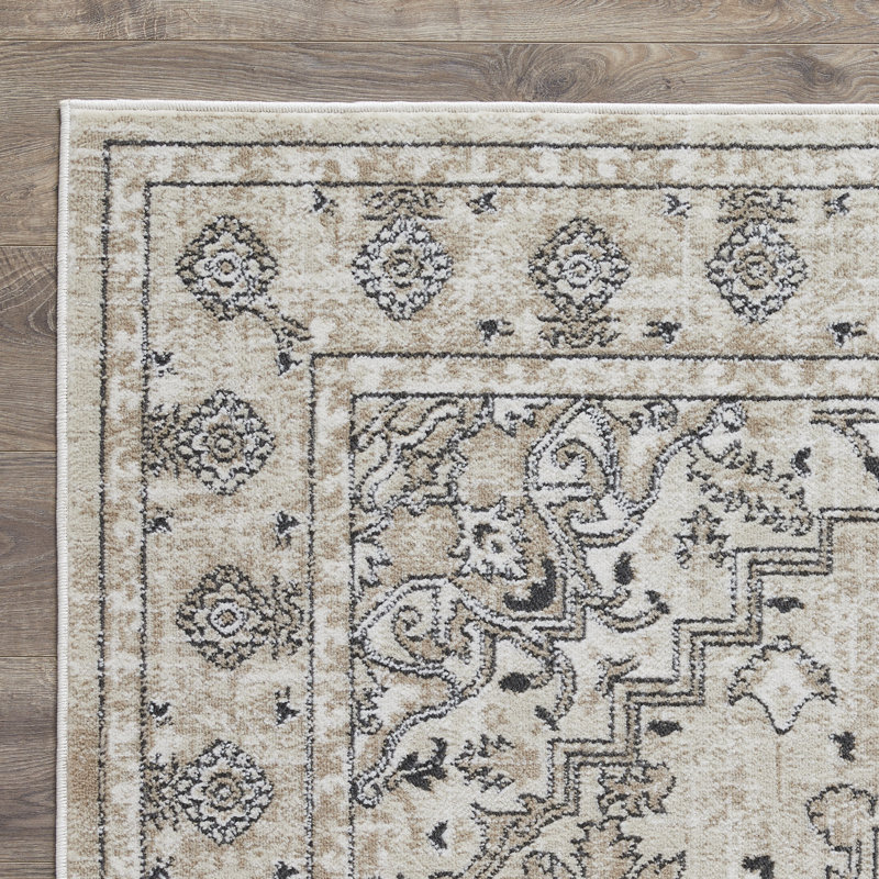 Charlton Home® Aldijana Performance Blue/Cream Rug & Reviews | Wayfair