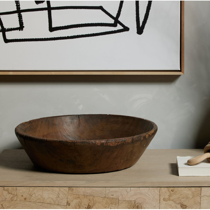 Four Hands Found Solid Wood Round Rustic Decorative Bowl | Perigold