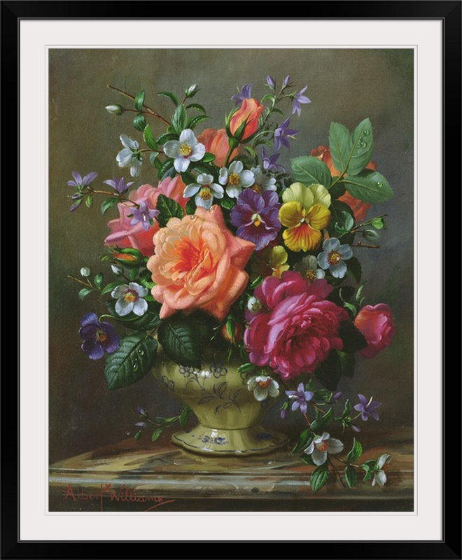Lark Manor Alexica Roses And Pansies by Albert Williams - Print | Wayfair