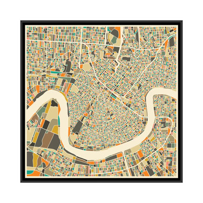 Bless international Abstract City Map Of New Orleans On Canvas by ...