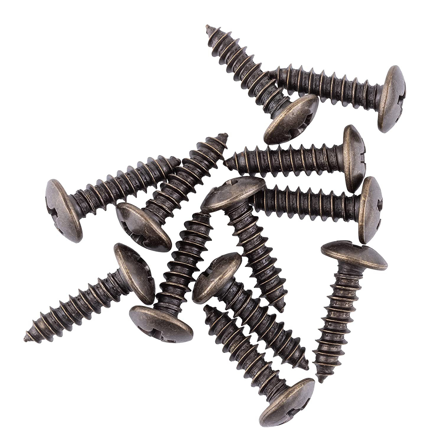 UNIQANTIQ HARDWARE SUPPLY #5 x 1/2" Antique Brass Round Head Phillips ...