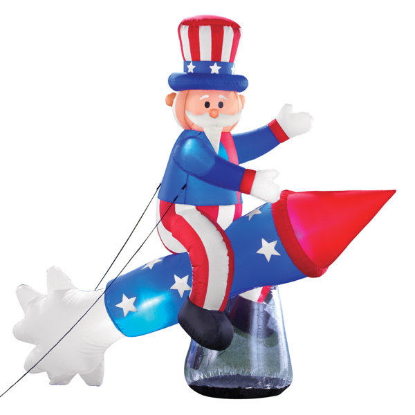 The Holiday Aisle® Inflatable Patriotic Uncle Sam on Rocket | Wayfair