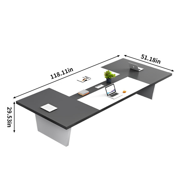 Ivy Bronx Aleyska White/black Rectangular Table | Wayfair