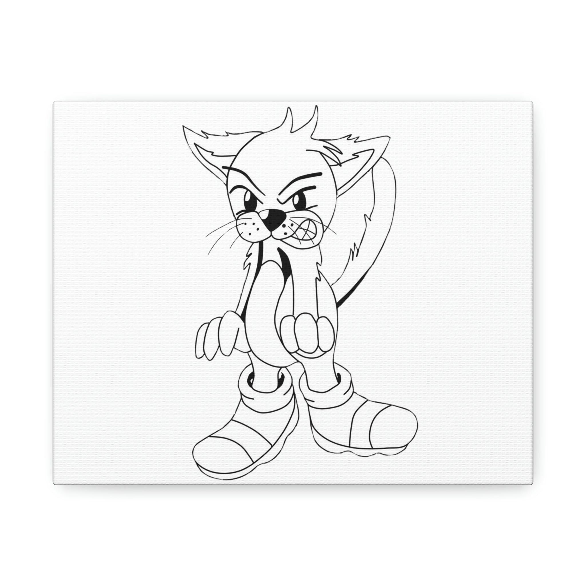 Trinx Angry Cat by Kelly Johnson - Drawing Print on Canvas | Wayfair