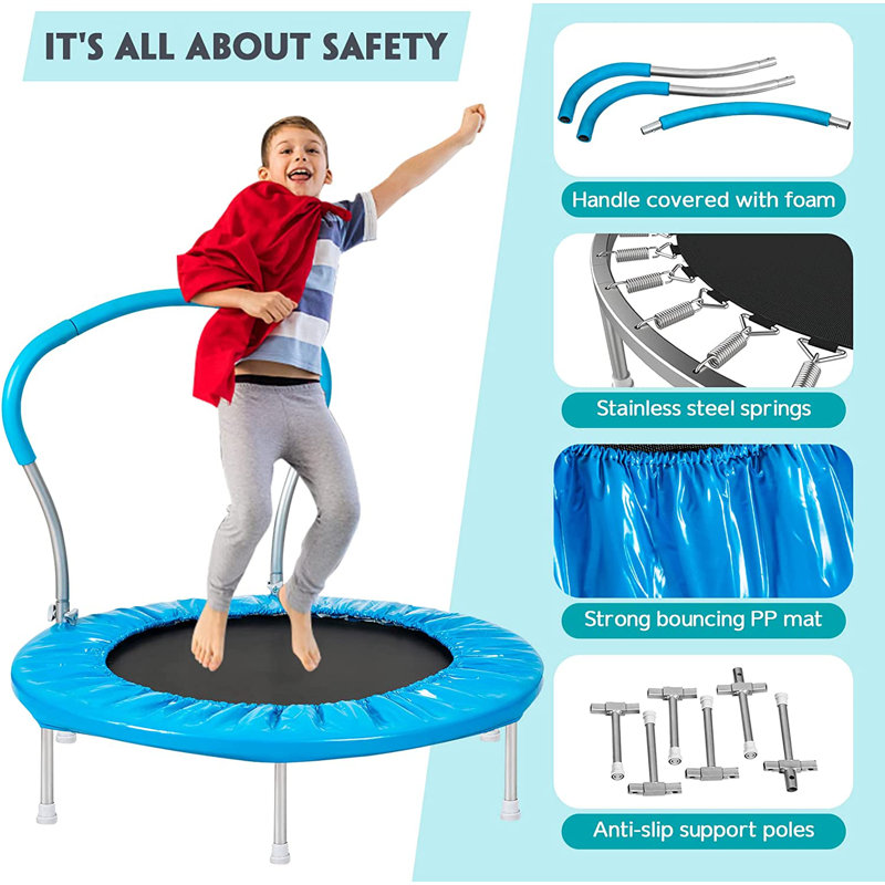 Sapphome 36' Round Indoor Kid/Toddler Trampoline with Handlebar | Wayfair