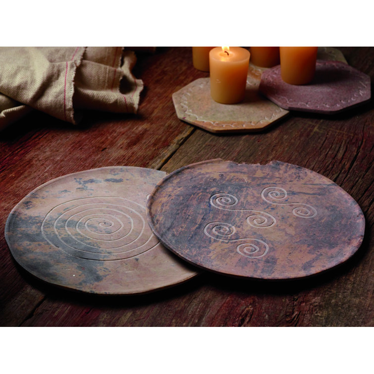 Red Barrel Studio® Set Of 9 Leaf Engraved Pillar Plates | Wayfair
