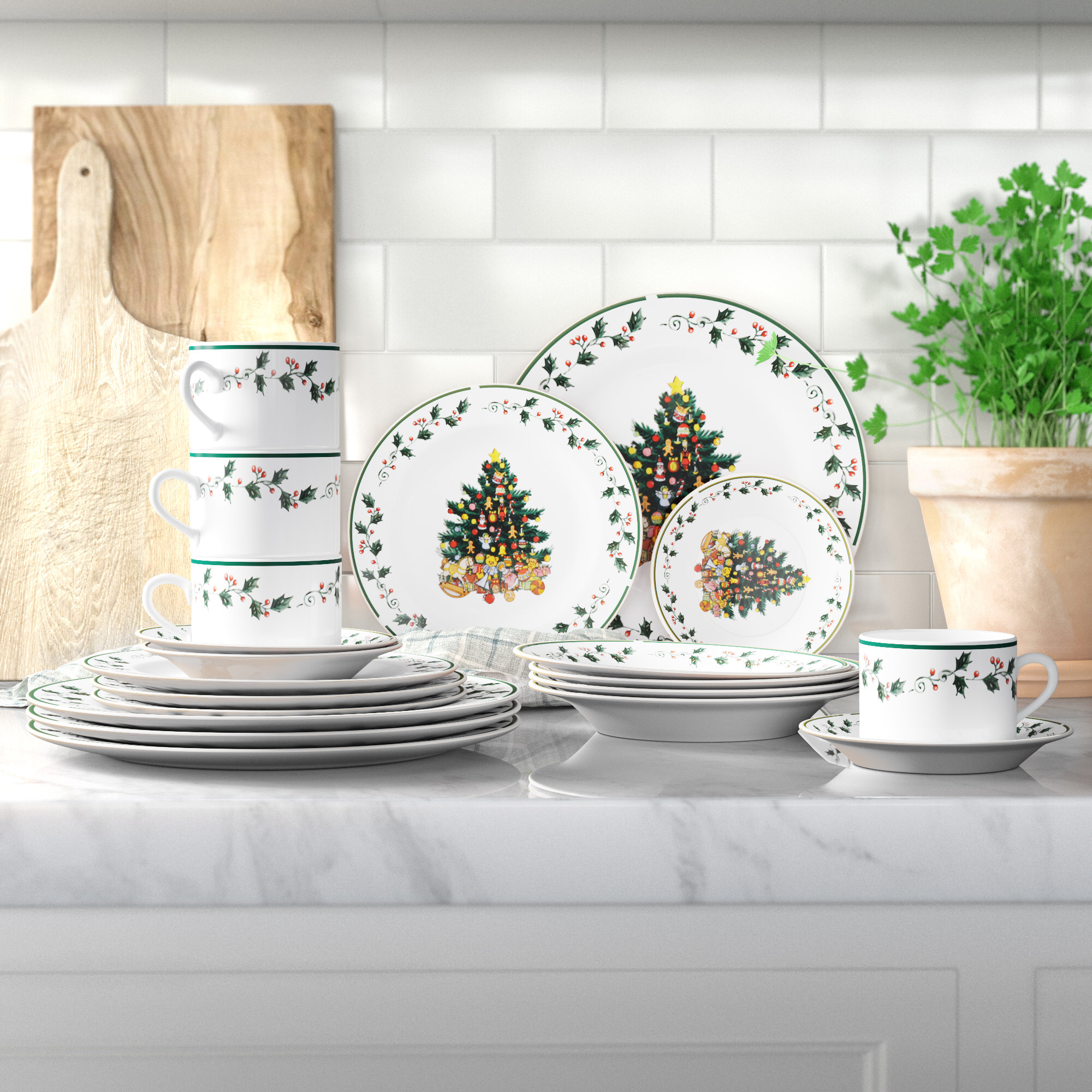 The Holiday Aisle® Ley Ceramic Dinnerware - Set of 20 & Reviews | Wayfair