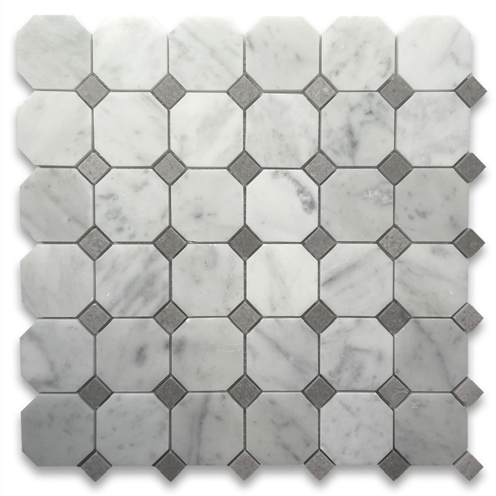 Marble Online 12" x 12" Marble Octagon and dot Mosaic Wall & Floor Tile ...