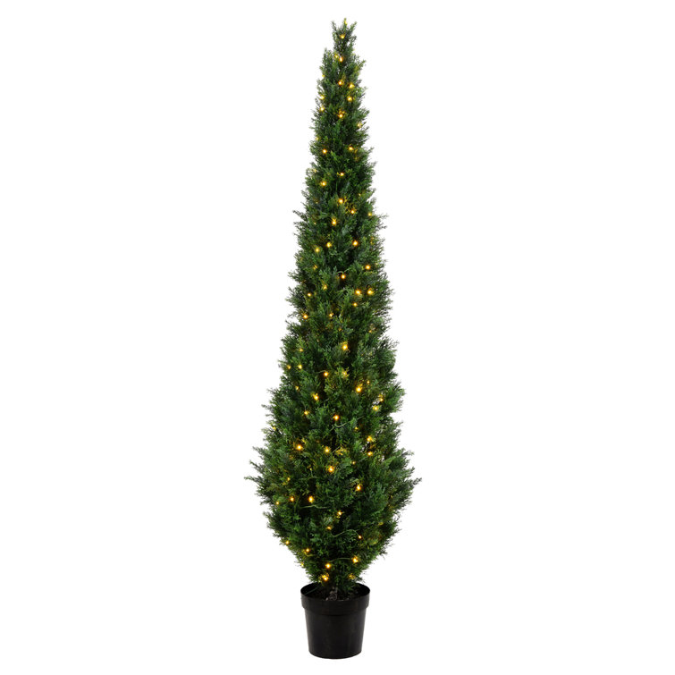 Primrue 96'' Faux Cedar Tree in Pot | Wayfair