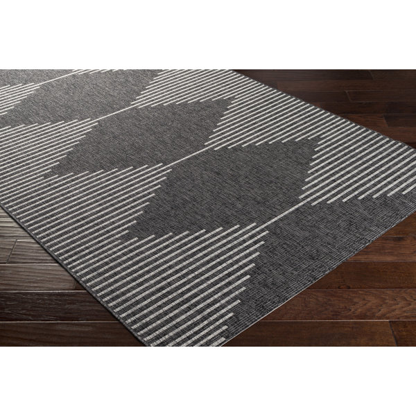 Wade Logan® Abdulazeez Irielle Geometric Black Indoor/Outdoor Area Rug ...