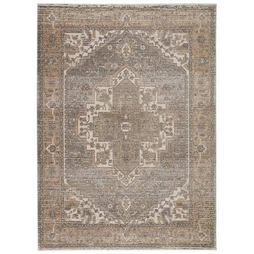 Bungalow Rose Varasteh Rayon Tan/Dark Gray Rug | Wayfair