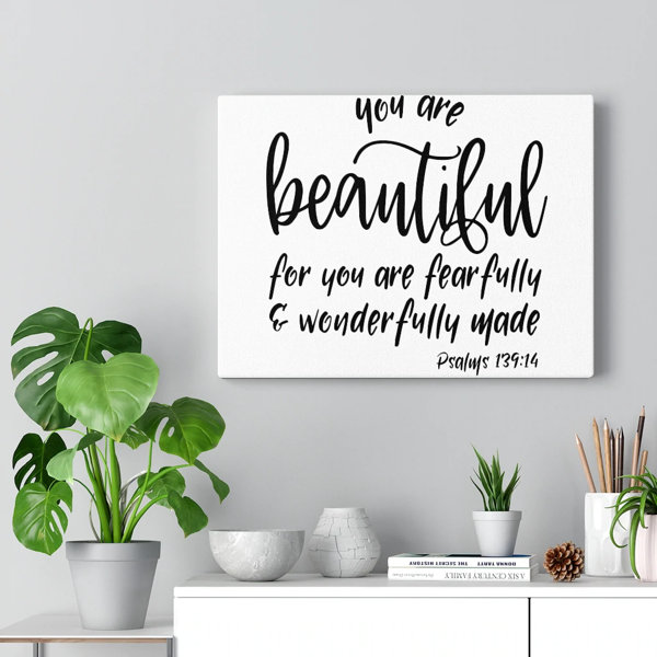 Trinx You Are Beautiful Psalm 139:14 Christian Wall Art Bible Verse ...