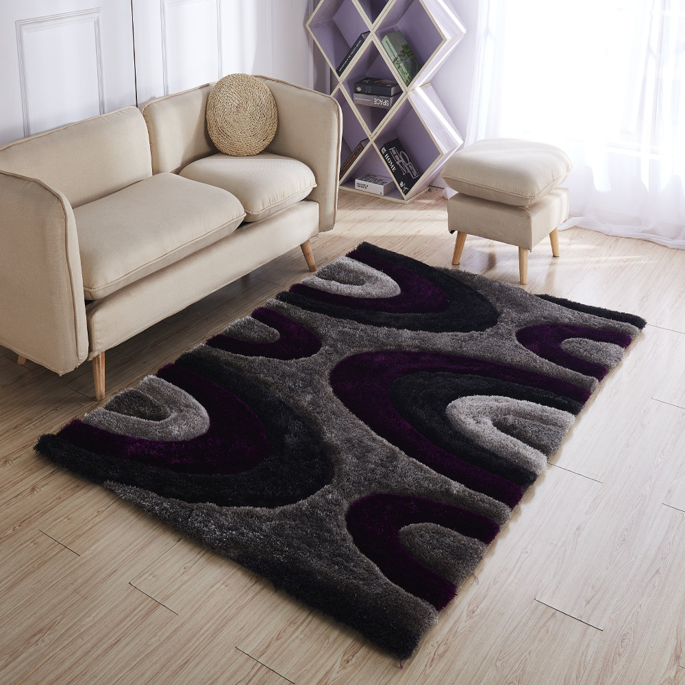 Orren Ellis Thionville Shag Performance Purple/Gray Rug & Reviews | Wayfair
