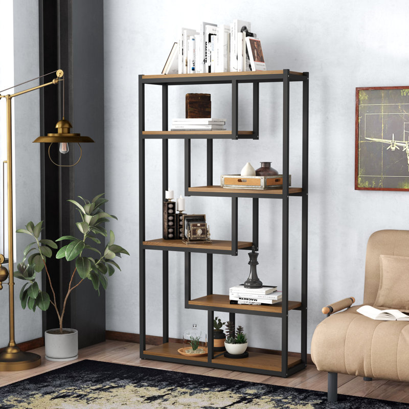 17 Stories Glenside 69.29'' H x 39.37'' W Metal Etagere Bookcase ...