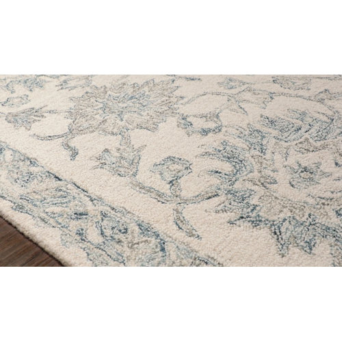 Aden Handmade Wool Ivory/Blue Rug & Reviews | Birch Lane