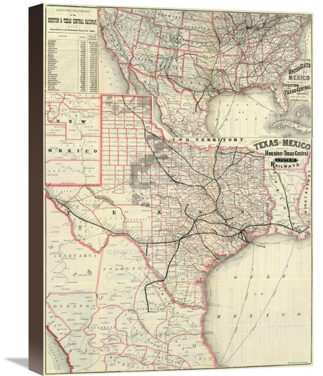 Global Gallery Texas And Mexico, Houston And Texas Central Railways ...