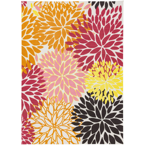 DECOMALL SUNSHINE Floral Multicolor Outdoor Area Rug Multi | Wayfair