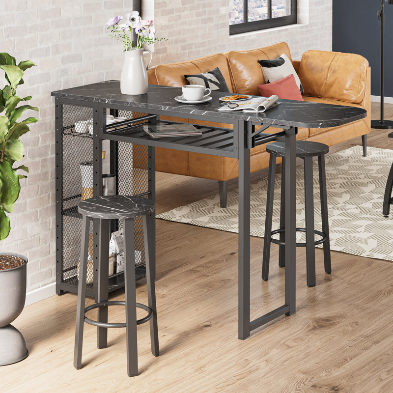 Mercury Row® Verret Liquor Bar Pub Table Adjustable Shelves & Cup ...