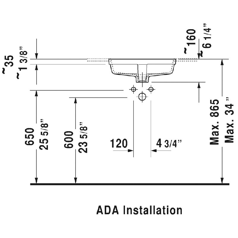 Duravit Vero Ceramic Rectangular Undermount Bathroom Sink with Overflow ...
