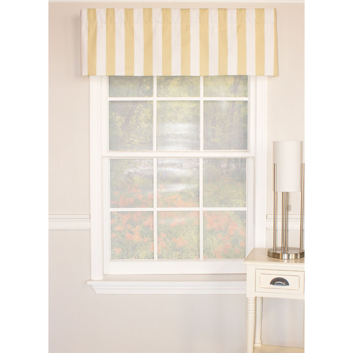 August Grove® Tallis Striped Tailored 50'' Window Valance in Tan ...