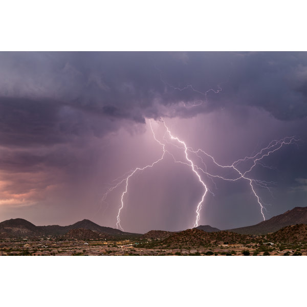 Ebern Designs Lightning Bolts - Wrapped Canvas Photograph | Wayfair