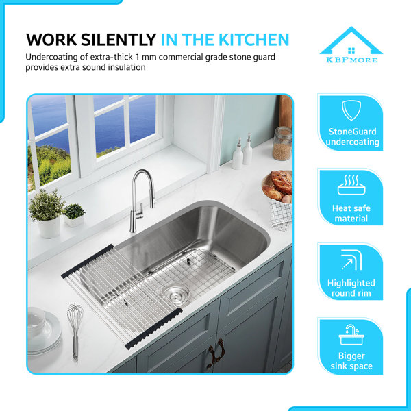 KBFmore 30 Inch Single Bowl Undermount Swirl Finish Classic Kitchen ...