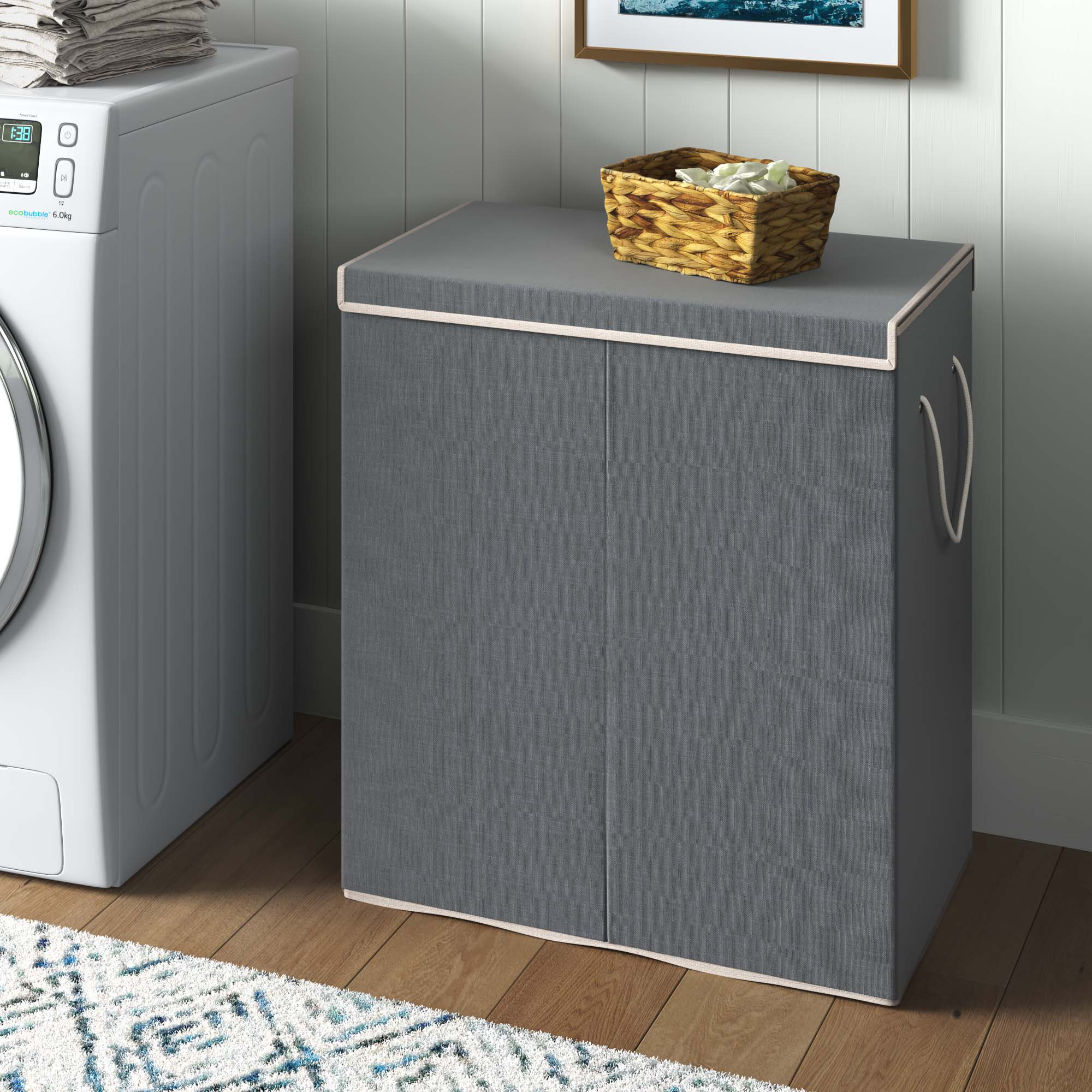 Ebern Designs Foldable Double Laundry Hamper & Reviews | Wayfair